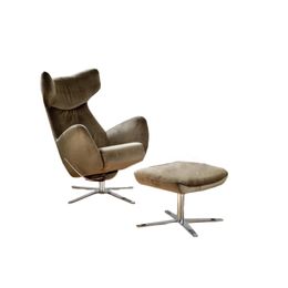 KAWOLA DREHSESSEL INKL. HOCKER RANDY Gr&uuml;n Velvet Drehbar (180&deg;)