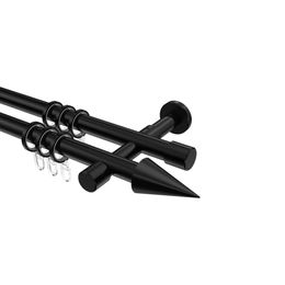 GARDINENSTANGE Prestige Savio 360 cm (geteilt in 2 x 180 cm), 2-l&auml;ufig, 20 mm &Oslash; Schwarz