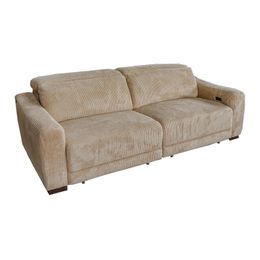 KAWOLA SOFA KIANA Beige Cord Relaxfunktion