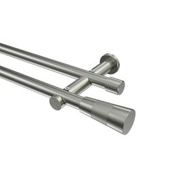 GARDINENSTANGE Platon Tanara 260 cm (geteilt in 2 x 130 cm), 2-l&auml;ufig (ohne Ringe), 20 mm &Oslash; Edelstahl-Optik