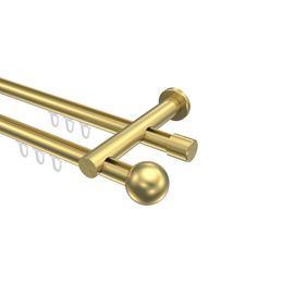 GARDINENSTANGE INNENLAUF Platon Luino 600 cm (geteilt in 3 x 200 cm), 2-l&auml;ufig, 20 mm &Oslash; Messing-Optik