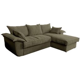 KAWOLA ECKSOFA DAMETO Gr&uuml;n Cord Mit Schlaffunktion
