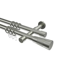 GARDINENSTANGE Prestige Tanara 280 cm (geteilt in 2 x 140 cm), 2-l&auml;ufig, 20 mm &Oslash; Edelstahl-Optik