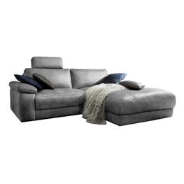 KAWOLA ECKSOFA MOTORISCHER RELAXFUNKTION LOLA Grau Leder Relaxfunktion