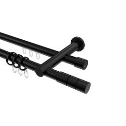 GARDINENSTANGE RUNDROHR-INNENLAUF Platon Elanto 240 cm (geteilt in 2 x 120 cm), 2-l&auml;ufig, 20 mm &Oslash; Schwarz