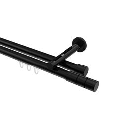 GARDINENSTANGE INNENLAUF Siteno Elanto 360 cm (geteilt in 2 x 180 cm), 2-l&auml;ufig, 20 mm &Oslash; Schwarz
