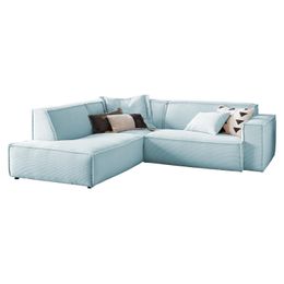 KAWOLA ECKSOFA SAMU Hellblau Cord