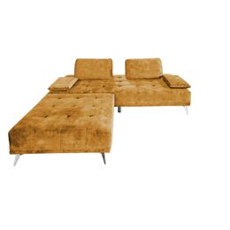 KAWOLA SOFA MIT HOCKER WIOLO Braun Velvet
