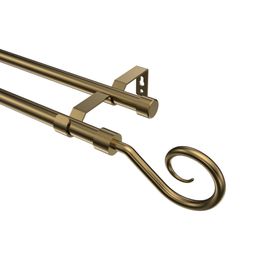 GARDINENSTANGE Olymp Allegra 120 cm, 2-l&auml;ufig (ohne Ringe), 16 mm &Oslash; Messing Antik