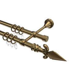 GARDINENSTANGE Primus Matteo 100 cm, 2-l&auml;ufig, 16 mm &Oslash; Messing Antik