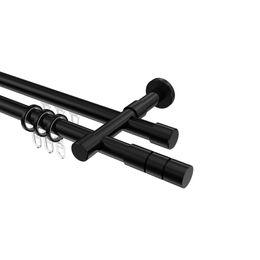 GARDINENSTANGE RUNDROHR-INNENLAUF Prestige Elanto 260 cm (geteilt in 2 x 130 cm), 2-l&auml;ufig, 20 mm &Oslash; Schwarz