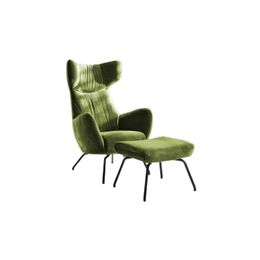 KAWOLA SESSEL MIT HOCKER LOTTE Dunkelgr&uuml;n Velvet