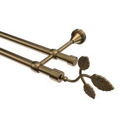GARDINENSTANGE Primus Alessia 320 cm (geteilt in 2 x 160 cm), 2-l&auml;ufig (ohne Ringe), 16 mm &Oslash; Messing Antik