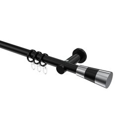 GARDINENSTANGE Platon Tanara 280 cm (geteilt in 2 x 140 cm), 1-l&auml;ufig, 20 mm &Oslash; Schwarz