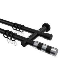 GARDINENSTANGE Platon Mavell 540 cm (geteilt in 3 x 180 cm), 2-l&auml;ufig, 20 mm &Oslash; Schwarz