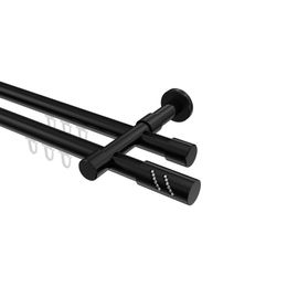 GARDINENSTANGE INNENLAUF Prestige Zoena 320 cm (geteilt in 2 x 160 cm), 2-l&auml;ufig, 20 mm &Oslash; Schwarz