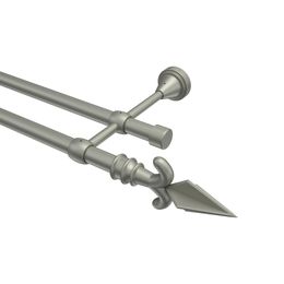 GARDINENSTANGE Primus Matteo 400 cm (geteilt in 2 x 200 cm), 2-l&auml;ufig (ohne Ringe), 16 mm &Oslash; Chrom matt