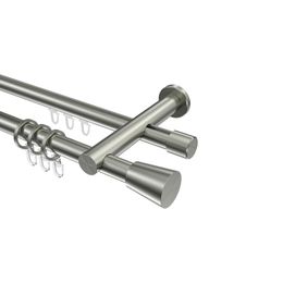 GARDINENSTANGE RUNDROHR-INNENLAUF Platon Sitra 120 cm, 2-l&auml;ufig, 20 mm &Oslash; Edelstahl-Optik