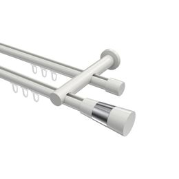 GARDINENSTANGE INNENLAUF Platon Tanara 260 cm (geteilt in 2 x 130 cm), 2-l&auml;ufig, 20 mm &Oslash; Wei&szlig;