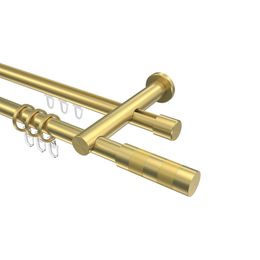 GARDINENSTANGE RUNDROHR-INNENLAUF Platon Mavell 240 cm (geteilt in 2 x 120 cm), 2-l&auml;ufig, 20 mm &Oslash; Messing-Optik