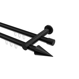 GARDINENSTANGE INNENLAUF Platon Savio 400 cm (geteilt in 2 x 200 cm), 2-l&auml;ufig, 20 mm &Oslash; Schwarz