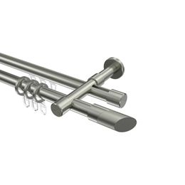 GARDINENSTANGE RUNDROHR-INNENLAUF Prestige Verano 200 cm, 2-l&auml;ufig, 20 mm &Oslash; Edelstahl-Optik