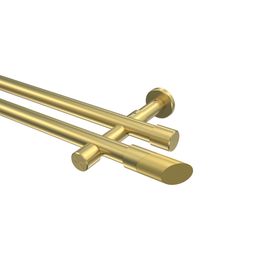 GARDINENSTANGE Prestige Verano 360 cm (geteilt in 2 x 180 cm), 2-l&auml;ufig (ohne Ringe), 20 mm &Oslash; Messing-Optik