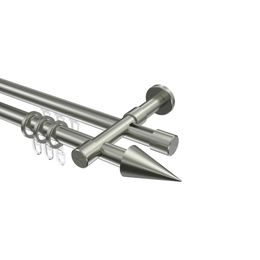 GARDINENSTANGE RUNDROHR-INNENLAUF Prestige Savio 160 cm, 2-l&auml;ufig, 20 mm &Oslash; Edelstahl-Optik
