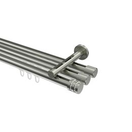 GARDINENSTANGE INNENLAUF Siteno Estana 360 cm (geteilt in 2 x 180 cm), 3-l&auml;ufig, 20 mm &Oslash; Edelstahl-Optik