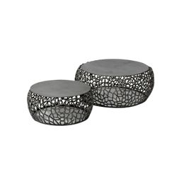 KAWOLA COUCHTISCH SONO 2ER SET Schwarz Metall