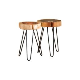 KAWOLA BEISTELLTISCH VIVOSSA 2ER SET Braun Akazie