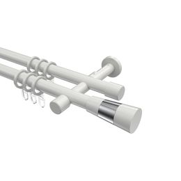 GARDINENSTANGE Prestige Tanara 420 cm (geteilt in 3 x 140 cm), 2-l&auml;ufig, 20 mm &Oslash; Wei&szlig;