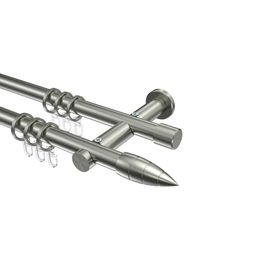 GARDINENSTANGE Platon Samanto 260 cm (geteilt in 2 x 130 cm), 2-l&auml;ufig, 20 mm &Oslash; Edelstahl-Optik