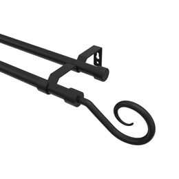 GARDINENSTANGE Olymp Allegra 120 cm, 2-l&auml;ufig (ohne Ringe), 16 mm &Oslash; Schwarz