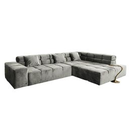 KAWOLA ECKSOFA MIT MOTORISCHEM SITZVORZUG NEVADA Silber Velvet Relaxfunktion