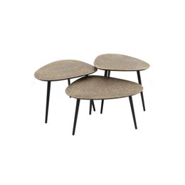 KAWOLA COUCHTISCH LAUCA 3ER SET Bronze Metall