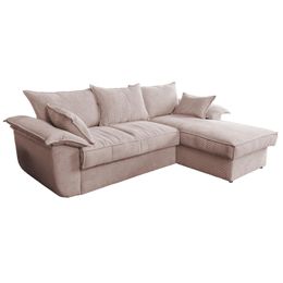 KAWOLA ECKSOFA DAMETO Pink Cord Mit Schlaffunktion