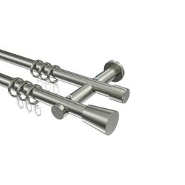 GARDINENSTANGE Platon Sitra 600 cm (geteilt in 3 x 200 cm), 2-l&auml;ufig, 20 mm &Oslash; Edelstahl-Optik