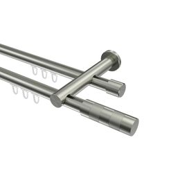 GARDINENSTANGE INNENLAUF Platon Mavell 300 cm (geteilt in 3 x 100 cm), 2-l&auml;ufig, 20 mm &Oslash; Edelstahl-Optik