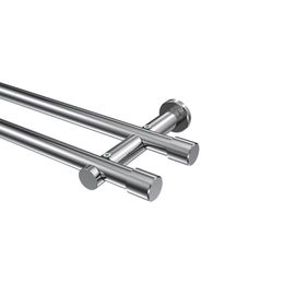 GARDINENSTANGE Platon Santo 520 cm (geteilt in 4 x 130 cm), 2-l&auml;ufig (ohne Ringe), 20 mm &Oslash; Chrom
