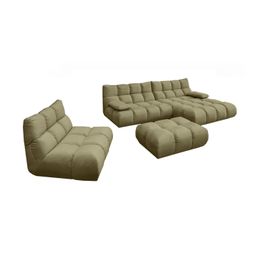 KAWOLA SITZGRUPPE VIVIEN 3ER SET Gr&uuml;n Velvet (1er-Set)