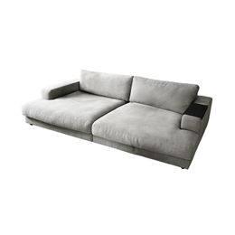 KAWOLA BIG SOFA MIT TABLETT MADELINE Silber Webstoff