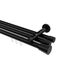 GARDINENSTANGE INNENLAUF Siteno Sitra 300 cm (geteilt in 3 x 100 cm), 3-l&auml;ufig, 20 mm &Oslash; Schwarz