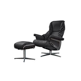 KAWOLA RELAXSESSEL MIT HOCKER MODO Schwarz Leder