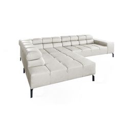 KAWOLA ECKSOFA NELSON Hellgrau Leder Relaxfunktion