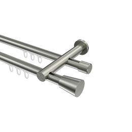 GARDINENSTANGE INNENLAUF Platon Sitra 600 cm (geteilt in 3 x 200 cm), 2-l&auml;ufig, 20 mm &Oslash; Edelstahl-Optik
