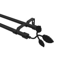 GARDINENSTANGE Olymp Alessia 120 cm, 2-l&auml;ufig (ohne Ringe), 16 mm &Oslash; Schwarz