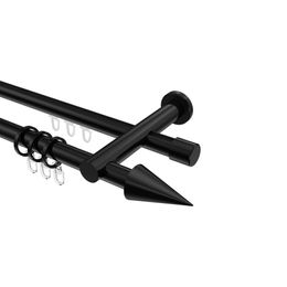 GARDINENSTANGE RUNDROHR-INNENLAUF Platon Savio 520 cm (geteilt in 4 x 130 cm), 2-l&auml;ufig, 20 mm &Oslash; Schwarz