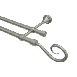 GARDINENSTANGE Primus Allegra 260 cm (geteilt in 2 x 130 cm), 2-l&auml;ufig (ohne Ringe), 16 mm &Oslash; Chrom matt