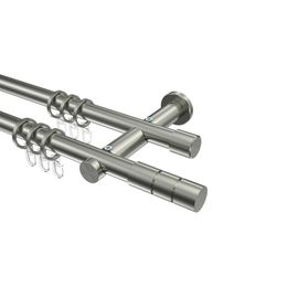 GARDINENSTANGE Platon Elanto 200 cm, 2-l&auml;ufig, 20 mm &Oslash; Edelstahl-Optik